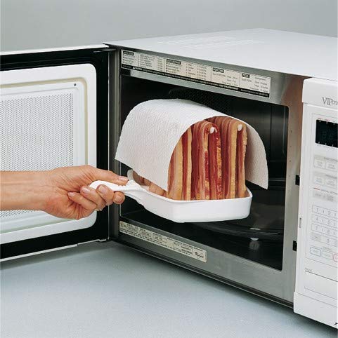 Microwave Bacon Cooker - The Original Makin Bacon Microwave Bacon Tray - Reduces Fat up to 35% for a Healthy Breakfast- Make Crispy Bacon in Minutes. Made in The USA. Ships from Wisconsin