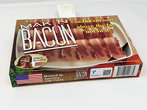 Microwave Bacon Cooker - The Original Makin Bacon Microwave Bacon Tray - Reduces Fat up to 35% for a Healthy Breakfast- Make Crispy Bacon in Minutes. Made in The USA. Ships from Wisconsin