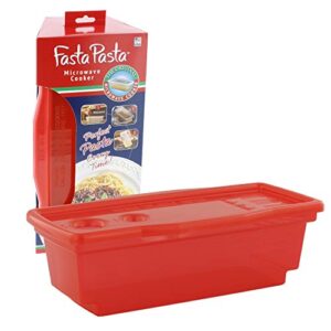 microwave pasta cooker- the original fasta pasta (red)- quickly cooks up to 4 servings- no mess, sticking or waiting for boil- perfect al dente pasta every time- for dorms, small kitchens, or offices