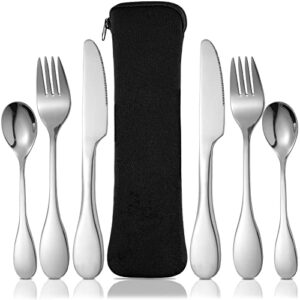 7 pieces eating portion control flatware weight loss portion management control silverware portion control serving spoons forks knives stainless steel bariatric utensils with fabric storage bag