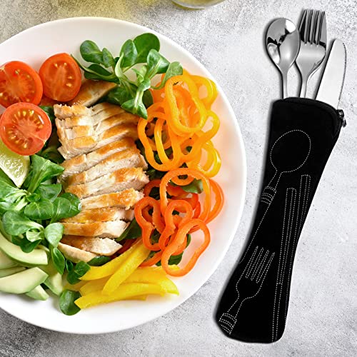 7 Pieces Eating Portion Control Flatware Weight Loss Portion Management Control Silverware Portion Control Serving Spoons Forks Knives Stainless Steel Bariatric Utensils with Fabric Storage Bag