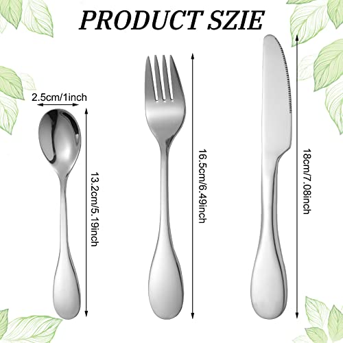 7 Pieces Eating Portion Control Flatware Weight Loss Portion Management Control Silverware Portion Control Serving Spoons Forks Knives Stainless Steel Bariatric Utensils with Fabric Storage Bag