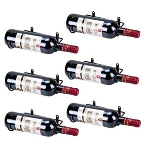 hipiwe set of 6 wall mounted wine rack holders – metal wine bottle display holder with hardware, wall hanging red wine bottle organizer racks for storage beverages/liquor bottle