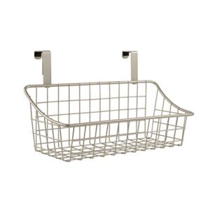 spectrum diversified grid storage basket, over the cabinet, steel wire organization under sink kitchen & bathroom, small, satin nickel pc