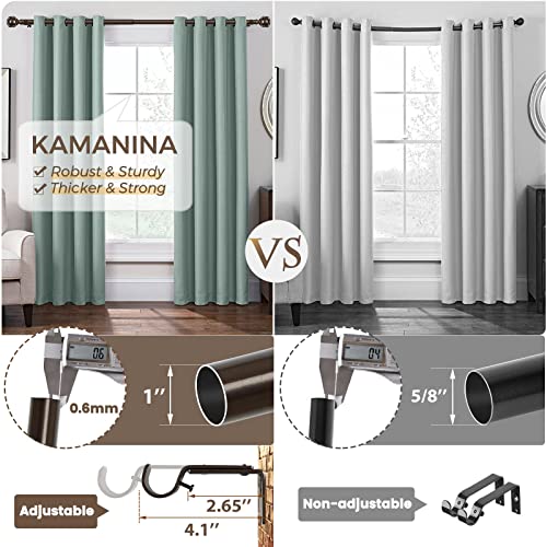 KAMANINA 1 Inch Curtain Rod Telescoping Single Drapery Rod 72 to 144 Inches (6-12 Feet), Netted Texture Finials, Antique Bronze