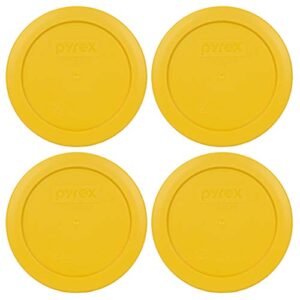 pyrex bundle – 4 items: 7200-pc 2-cup butter yellow plastic food storage lids