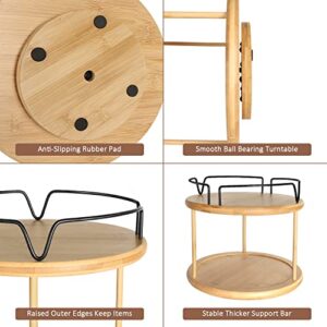 simesove Lazy Susan 2 Tier Turntable 10inch Bamboo Spinning Spice Rack Holder Kitchen Cabinet Countertop Organizer 360 Degree Turntable for Turning Table