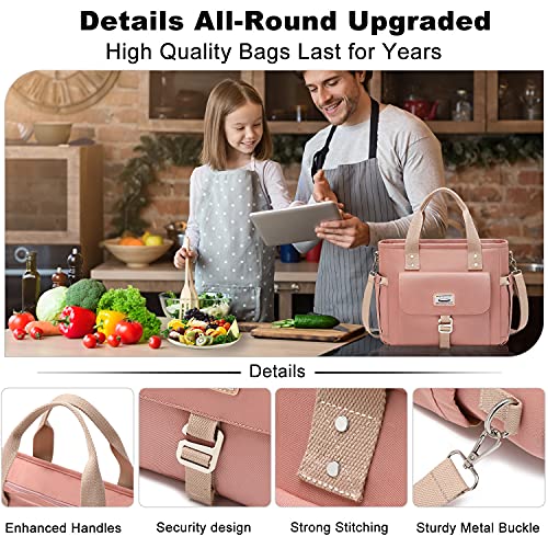 Weitars Lunch Bag for Women Work,Insulated Lunch Box Extra Large Lunch Tote Bag,Wide-Open Tote Cooler Bag With Removable Shoulder Strap with Side Pocket,Lunchbag For Picnic Hiking School Beach