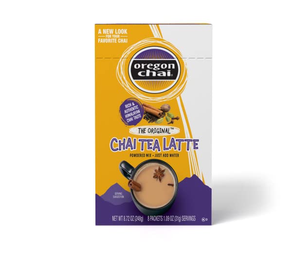 Oregon Chai Original Chai Tea Latte Single Serve Powdered Mix, 8 Count (Pack of 6)