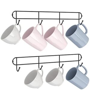 tibres – coffee mug rack wall mounted – mug holder – coffee cup organizer – mug hanger – coffee cup rack with mug hooks for kitchen display – rustic farmhouse storage tea cup hooks – set of 2 – black