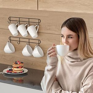 Tibres - Coffee Mug Rack Wall Mounted - Mug Holder - Coffee Cup Organizer - Mug Hanger - Coffee Cup Rack with Mug Hooks for Kitchen Display - Rustic Farmhouse Storage Tea Cup Hooks - Set of 2 - Black