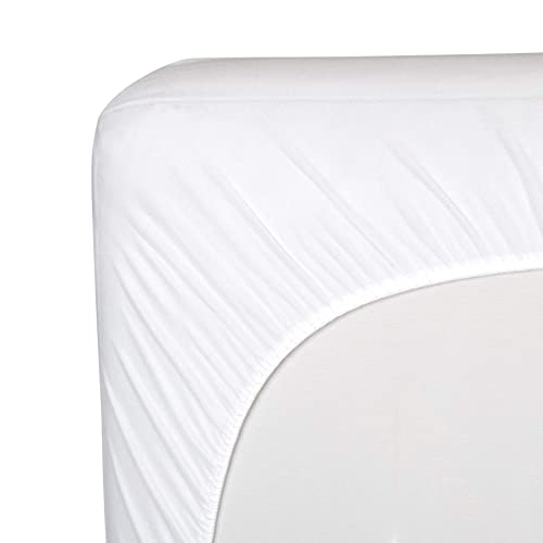 Sealy Stain Protection Waterproof Fitted Toddler Bed and Baby Crib Mattress Pad Cover Protector, Noiseless, Machine Washable and Dryer Friendly 52" x 28" - White