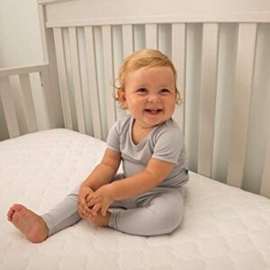 Sealy Stain Protection Waterproof Fitted Toddler Bed and Baby Crib Mattress Pad Cover Protector, Noiseless, Machine Washable and Dryer Friendly 52" x 28" - White