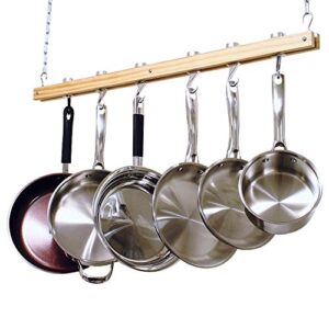 cooks standard nc-00269 standard, single bar, 36-inch ceiling mounted wooden pot rack, brown