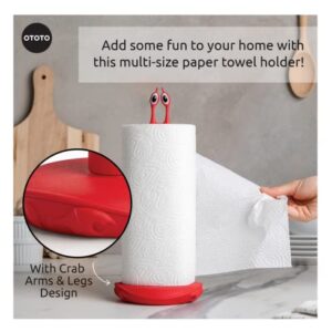 OTOTO Crab N' Roll Paper Towel Holder Countertop Paper Towel Holders - Paper Towels Holder, Paper Towel Holder Stand, Paper Towel Stand - Kitchen Paper Towels Holder, Standing Paper Towel Roll Holder