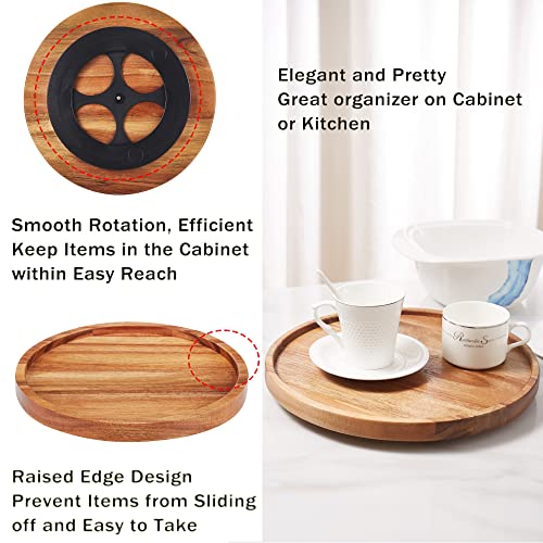 Saebye 9" Acacia Wood Lazy Susan, Turntable Organizer, Lazy Susan Turntable for Cabinet, Pantry, Table, Spice Rack