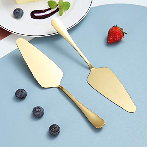 Kyraton Gold Cake Pie Pastry Server Pack Of 2, Wedding Cake Knife And Server Set, Stainless Steel Golden Cake Cutter Wedding Cake Cutting Set, Cake Serving Set