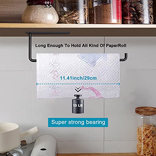 Self Adhesive Paper Towel Holder Under Kitchen Cabinet, Vanwood Paper Towel Rack Stick on Wall, Matte Black Paper Holder Mounted Vertical or Horizontal in Screws or Adhesive, SUS304 Stainless Steel