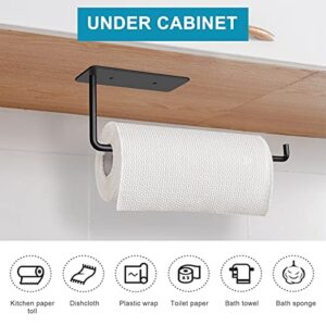 Self Adhesive Paper Towel Holder Under Kitchen Cabinet, Vanwood Paper Towel Rack Stick on Wall, Matte Black Paper Holder Mounted Vertical or Horizontal in Screws or Adhesive, SUS304 Stainless Steel