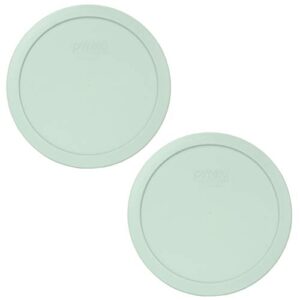 pyrex 7402-pc muddy aqua round plastic food storage replacement lids – 2 pack