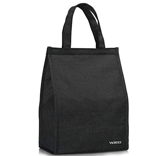 VAGREEZ Lunch Bag, Insulated Lunch Bag Large Waterproof Adult Lunch Tote Bag For Women Men (Black)