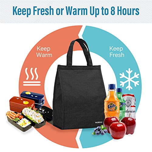 VAGREEZ Lunch Bag, Insulated Lunch Bag Large Waterproof Adult Lunch Tote Bag For Women Men (Black)