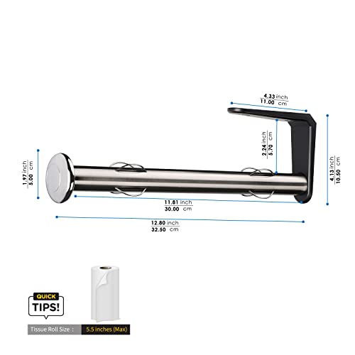 LKKL Paper Towel Holder Under Cabinet, Easy Tear Paper Towel Holder Wall Mount Horizontally or Vertically for Kitchen Bathroom RV Work Sink, Under Counter Paper Roll Holder, Stainless Steel, Nickel