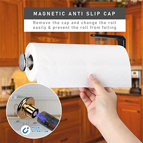 LKKL Paper Towel Holder Under Cabinet, Easy Tear Paper Towel Holder Wall Mount Horizontally or Vertically for Kitchen Bathroom RV Work Sink, Under Counter Paper Roll Holder, Stainless Steel, Nickel