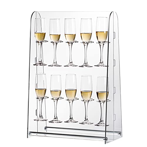 Champagne Wall Holder For Party, Acrylic Champagne Tower Stand, Wine Glass Holder Display, Champagne Stand. Mimosa Tower, Champagne Wall Stand For Party, Prosecco Champagne Holder - 10 GLASSES.