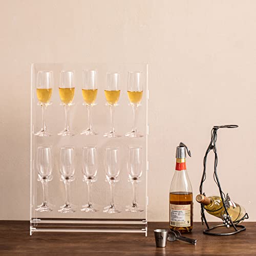 Champagne Wall Holder For Party, Acrylic Champagne Tower Stand, Wine Glass Holder Display, Champagne Stand. Mimosa Tower, Champagne Wall Stand For Party, Prosecco Champagne Holder - 10 GLASSES.