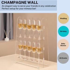 Champagne Wall Holder For Party, Acrylic Champagne Tower Stand, Wine Glass Holder Display, Champagne Stand. Mimosa Tower, Champagne Wall Stand For Party, Prosecco Champagne Holder - 10 GLASSES.