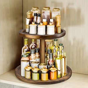 2 tier acacia wooden lazy susan organizer for kitchen,turntable for cabinet,turntable organizer for cabinet pantry table organization-(10”+13”)