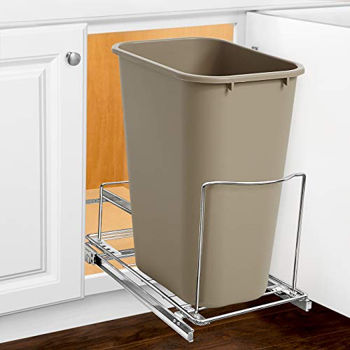 Lynk Professional® Pull Out Trash Can Under Cabinet Slide Out Organizer, Slide Out Adjustable Shelf for Trash Cans, Laundry Hampers, and Bath Bins - Chrome (Trash Can Not Included)