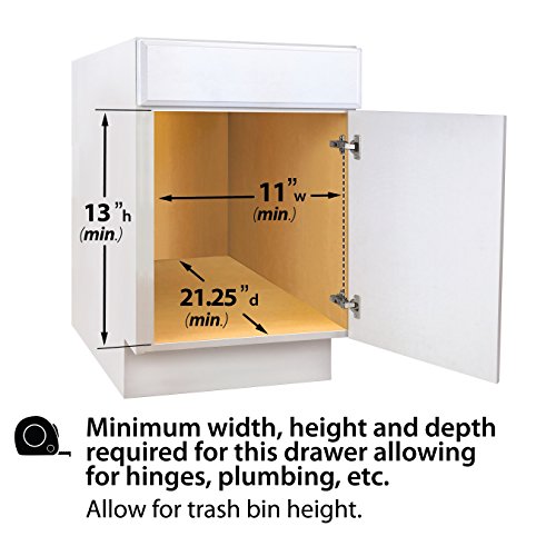 Lynk Professional® Pull Out Trash Can Under Cabinet Slide Out Organizer, Slide Out Adjustable Shelf for Trash Cans, Laundry Hampers, and Bath Bins - Chrome (Trash Can Not Included)