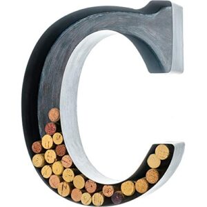 wine cork holder – metal monogram letter (c), brushed metal, large | wine lover gifts, housewarming, engagement & bridal shower gifts | personalized wall art | home décor