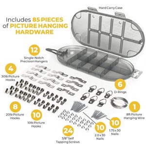 Go Hang It! Pro, The Original All-in-One Picture Hanging and Leveling Kit - Easily Hang Sawtooth/Wire Hangers - Includes Hardware Case with 85-Piece Picture Hanging Essentials