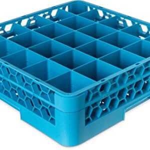 CFS RG25-114 OptiClean 25 Compartment Glass Rack with Extender, 3-1/2" Compartments, Blue (Pack of 4)