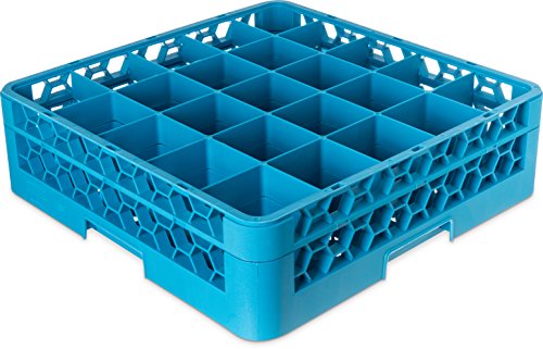 CFS RG25-114 OptiClean 25 Compartment Glass Rack with Extender, 3-1/2" Compartments, Blue (Pack of 4)