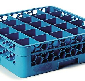 CFS RG25-114 OptiClean 25 Compartment Glass Rack with Extender, 3-1/2" Compartments, Blue (Pack of 4)