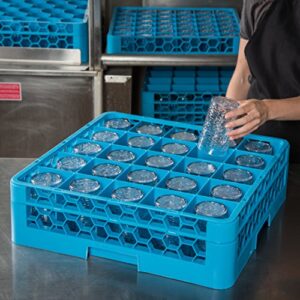 CFS RG25-114 OptiClean 25 Compartment Glass Rack with Extender, 3-1/2" Compartments, Blue (Pack of 4)