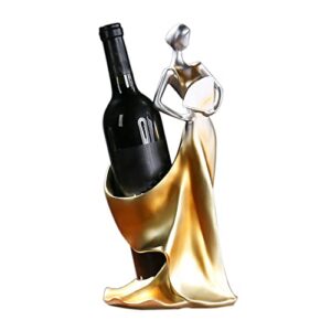 artpaul wine bottle holder beauty lady statue wine bottle stand lady wine rack decoration wine cork holder decor wine decor for kitchen bar (golden)