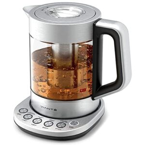 hot tea maker electric glass kettle with tea infuser and temperature control. automatic shut off. brewing programs for your favorite teas and coffee.