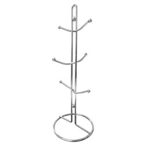 Evelots Countertop Coffee Mug/Teacup Organizer Stand/Rack/Tree-Hooks Hold 6 Large Mugs-Modern Chrome Finish-Coffee Bar Accessory