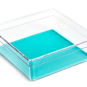 Smart Design Plastic Drawer Organizer - 6 x 6 Inch - Silicone Bottoms - BPA Free - Makeup Tray, Vanity, Utensils, Silverware Storage Bin - Kitchen - Blue