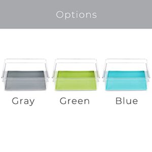 Smart Design Plastic Drawer Organizer - 6 x 6 Inch - Silicone Bottoms - BPA Free - Makeup Tray, Vanity, Utensils, Silverware Storage Bin - Kitchen - Blue