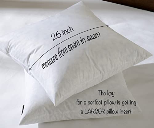 basic home 26x26 Euro Throw Pillow Inserts-Down Feather Pillow Inserts-Cotton Fabric-Set of 2-White