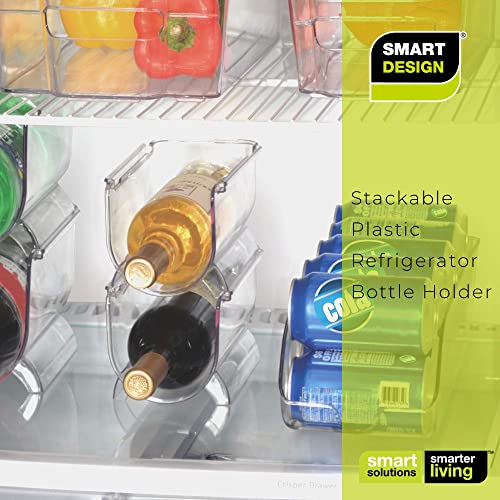 Smart Design Refrigerator Bottle Holder with Handle - Holds 750 mL - BPA Free Plastic - for Shakers, Stainless Steel, Wine - Kitchen - 8 x 4.15 Inch - Clear