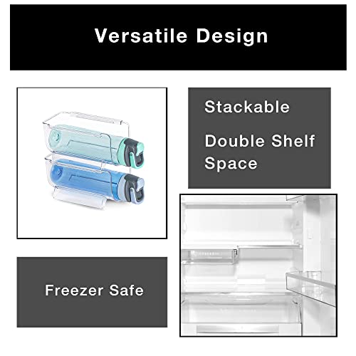 Smart Design Refrigerator Bottle Holder with Handle - Holds 750 mL - BPA Free Plastic - for Shakers, Stainless Steel, Wine - Kitchen - 8 x 4.15 Inch - Clear