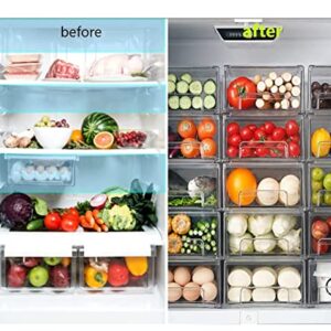 YouLike 2Pack Stackable Refrigerator  Organizer Drawer Clear Plastic Kitchen Cabinets Pantry Storage Containers Bedrooms, Bathrooms(13.5”x5”x4.5”)