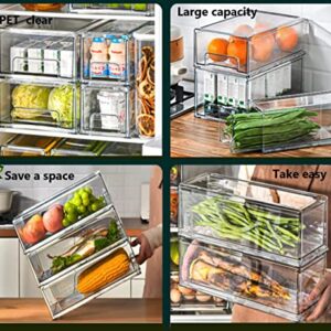 YouLike 2Pack Stackable Refrigerator  Organizer Drawer Clear Plastic Kitchen Cabinets Pantry Storage Containers Bedrooms, Bathrooms(13.5”x5”x4.5”)